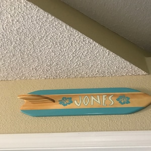 Surfboard name plate Surfboard sign surfboard decor custom
