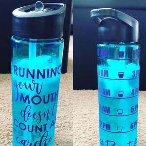 custom water bottle / hourly tracker / water intake tracker