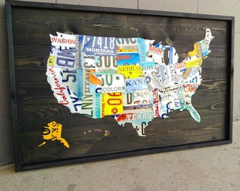 License plate map | Etsy