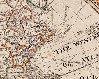 1720 Old World Map Restoration decor Style World Map Guillaume