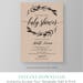 Baby Shower Invitation Template Rustic Laurels Printable