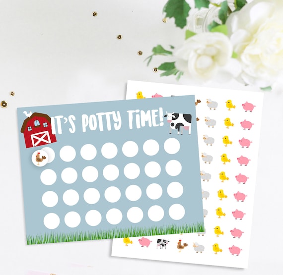 Farm Animals Potty Training Chart with matching stickers