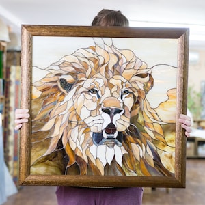 Stained glass lion | Etsy
