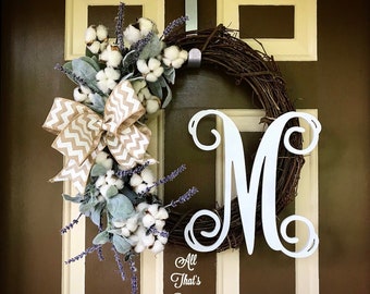 Monogram wreath | Etsy