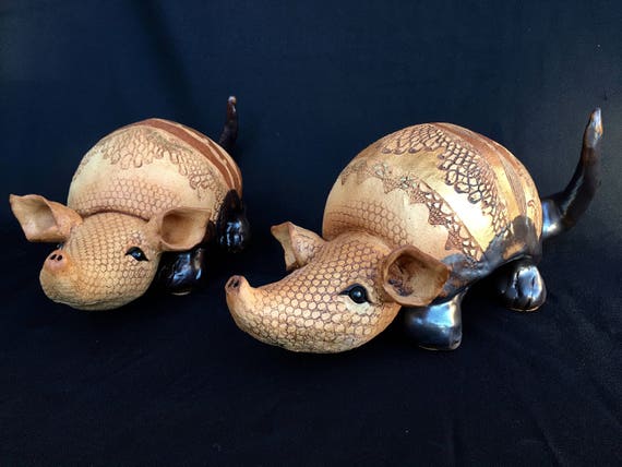 Unique Ceramic Armadillo Original Animal Art Southwest