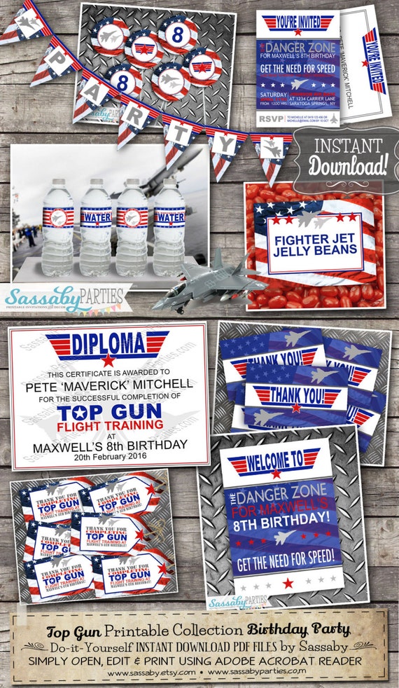Top Gun Party Collection Instant Download Birthday Party