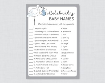 Celebrity Baby Name Match Game Printable Gold Confetti Baby