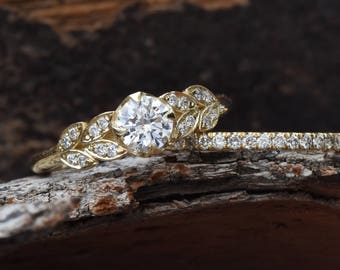 Leaf engagement ring | Etsy