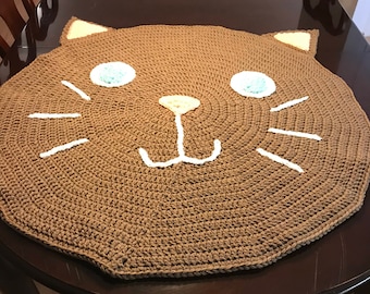 Crochet cat rug | Etsy