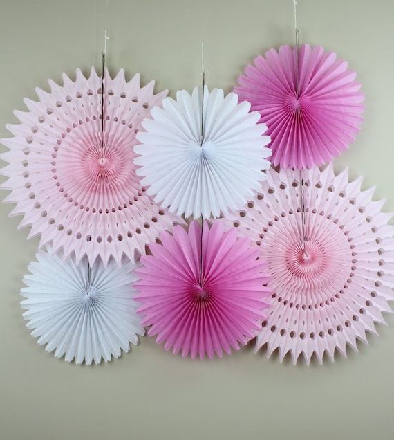 Items similar to Birthday Party Decorations - 6 Tissue Paper Fans Decor ...