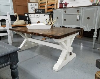 Farmhouse Trestle Table Legs X-Frame Table Legs Wood Table