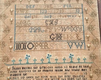 Colonial Sampler Antique Cross Stitch Pattern Museum Sampler