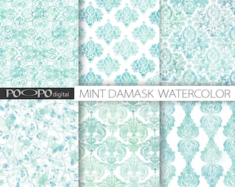 Mint damask | Etsy