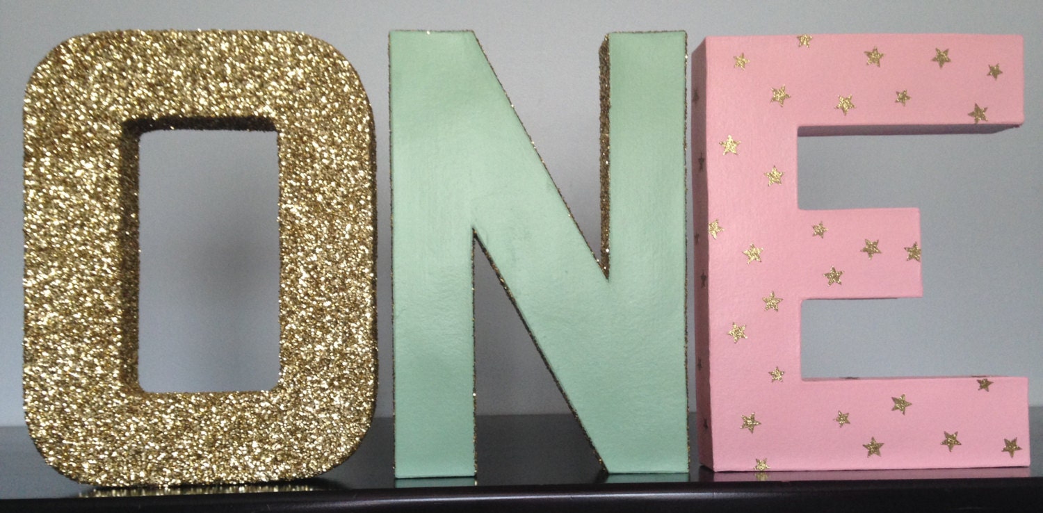 ONE birthday letters. ONE Glitter letters. First birthday