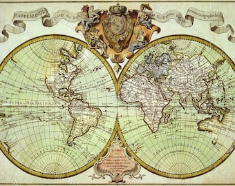 World Map Historic Old World Map 1626 Old Antique Restoration