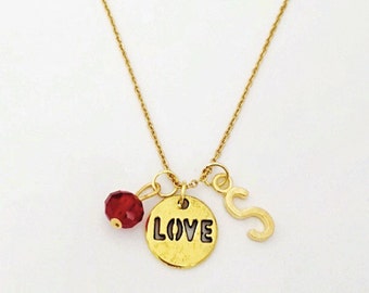 Gold love necklace | Etsy
