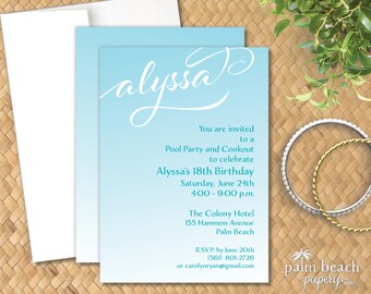 Addison Damask Invitation Birthday Party Invitation