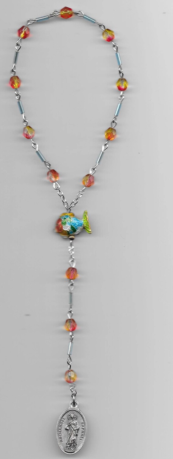 St. Raphael the Archangel Chaplet with Cloisinne' Fish