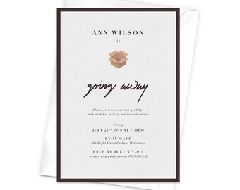 Printable Moving Party Invitation Custom Farewell Cardboard