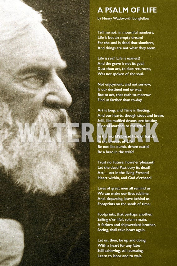 Henry Wadsworth Longfellow Poem A Psalm of Life Poster