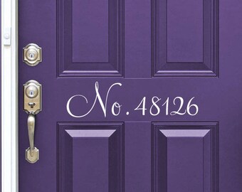 Vinyl Door Numbers with Feather Arrow Custom Made Door