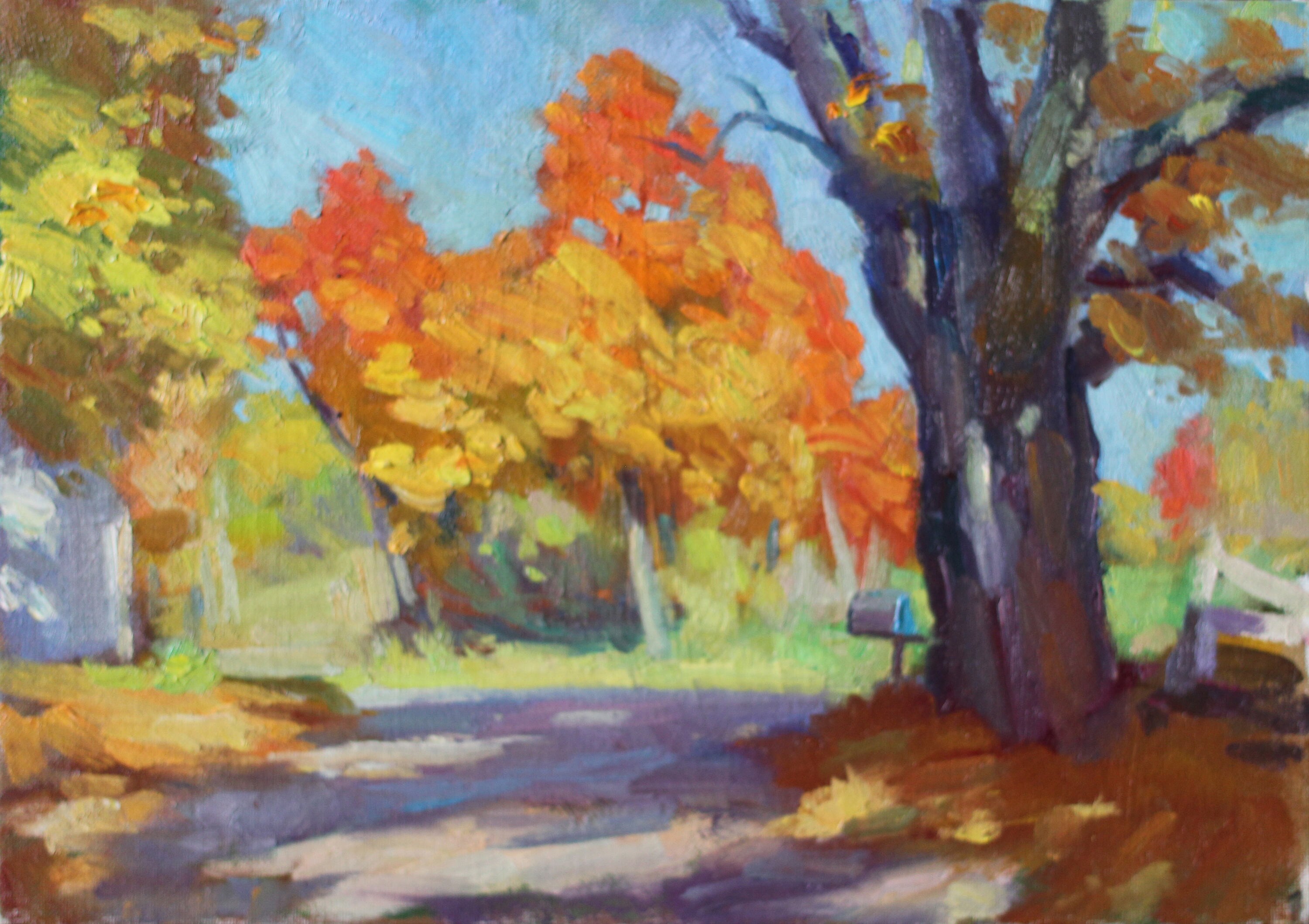 Tomber Blitz 10 x 14 peinture impressionniste automne paysage