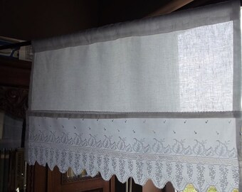 White linen valance | Etsy