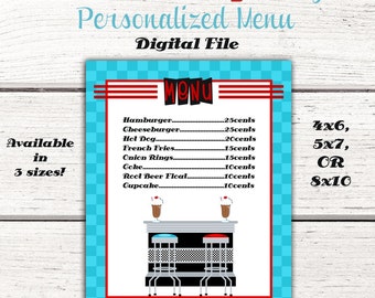 1950's Birthday Party Invitation Fifties 50's sock