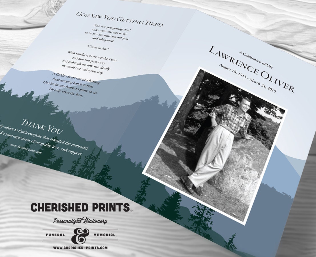 Purple Mountains Majesty funeral program funeral folder