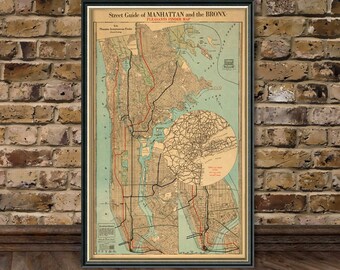 New York City map Manhattan map Old map of New York City