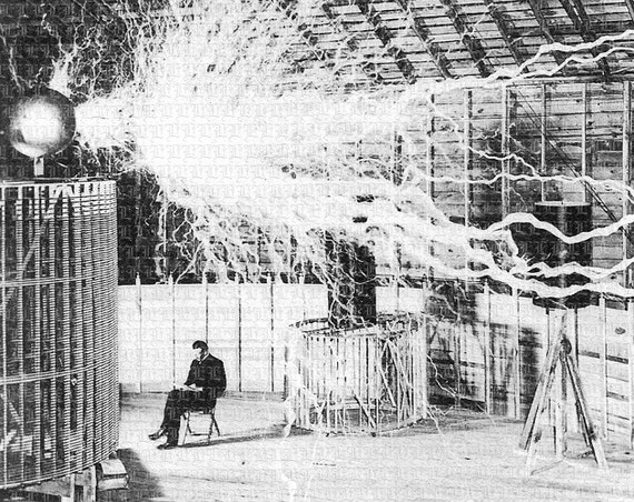 Inventor Scientist Nikola Tesla Coil Antique Photograph High