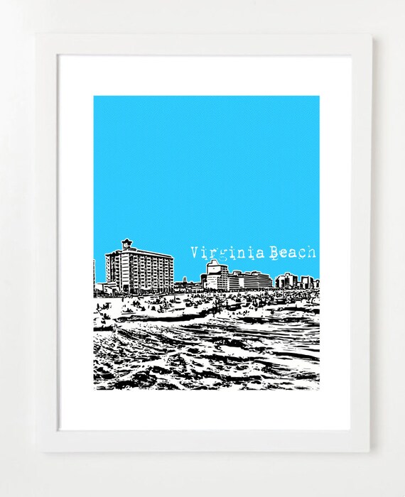 Virginia Beach Poster Virginia Beach Virginia Skyline City