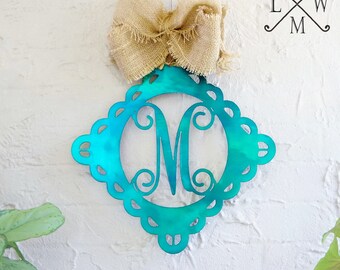 Metal Monogram Framed Initial Door Letter Sign Hanger
