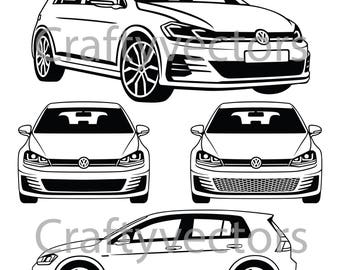 Vw car vector files | Etsy