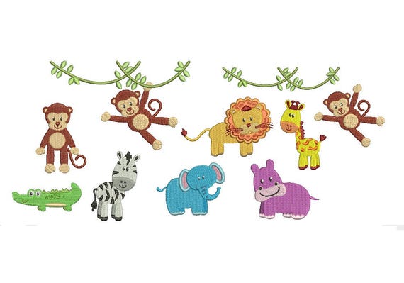 Jungle Safari Baby Animals EMBROIDERY Set Fill Design giraffe