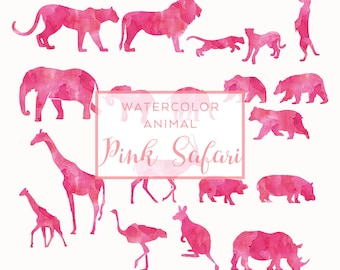 Gold SAFARI Animal Silhouette Digital Download Watercolor