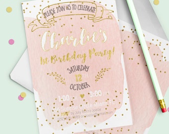 Pink gold invitation | Etsy