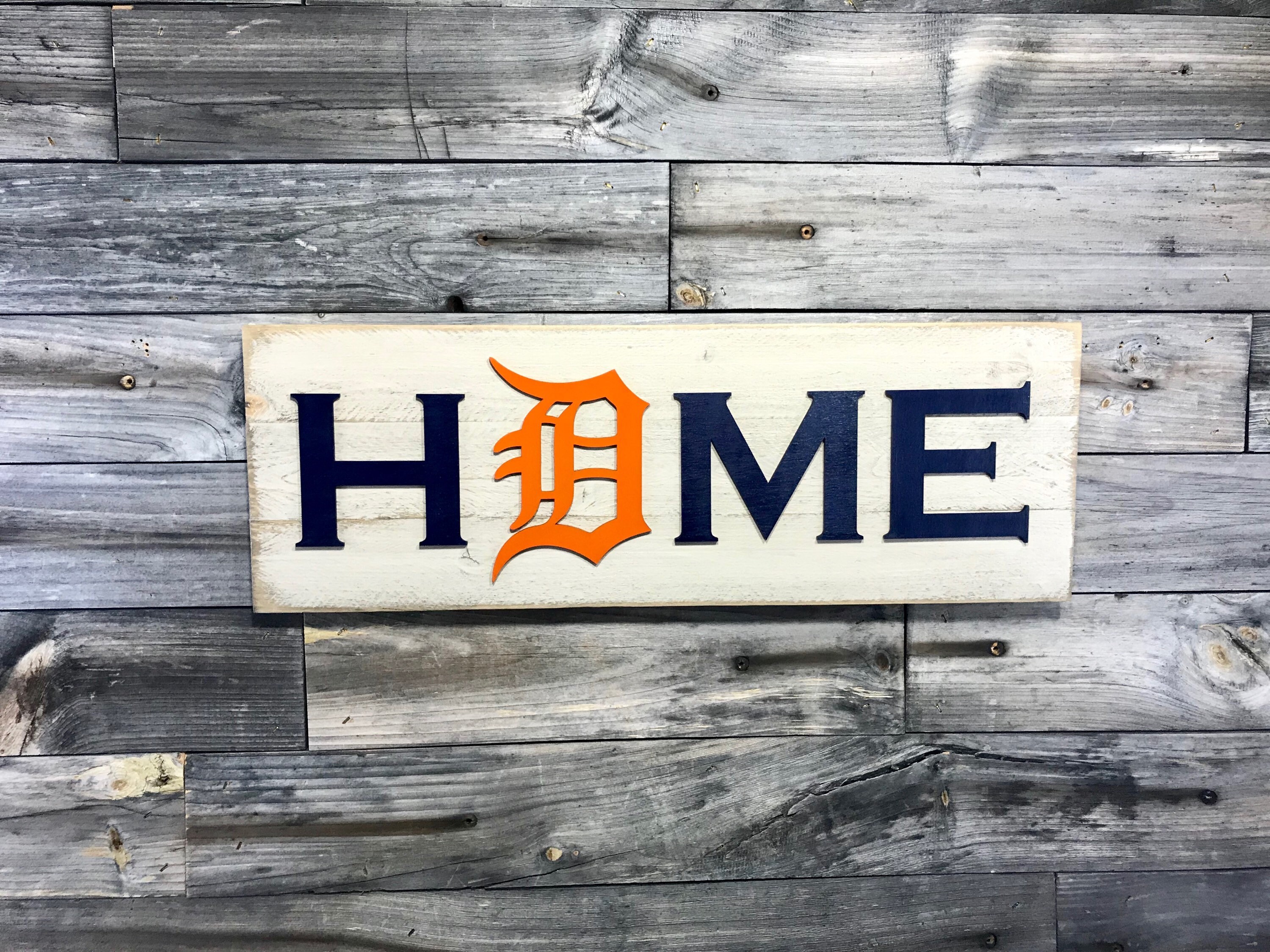 Old English D Detroit Tigers HOME plaque sign