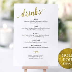 Wedding drink menu | Etsy