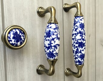 Blue ceramic knob | Etsy