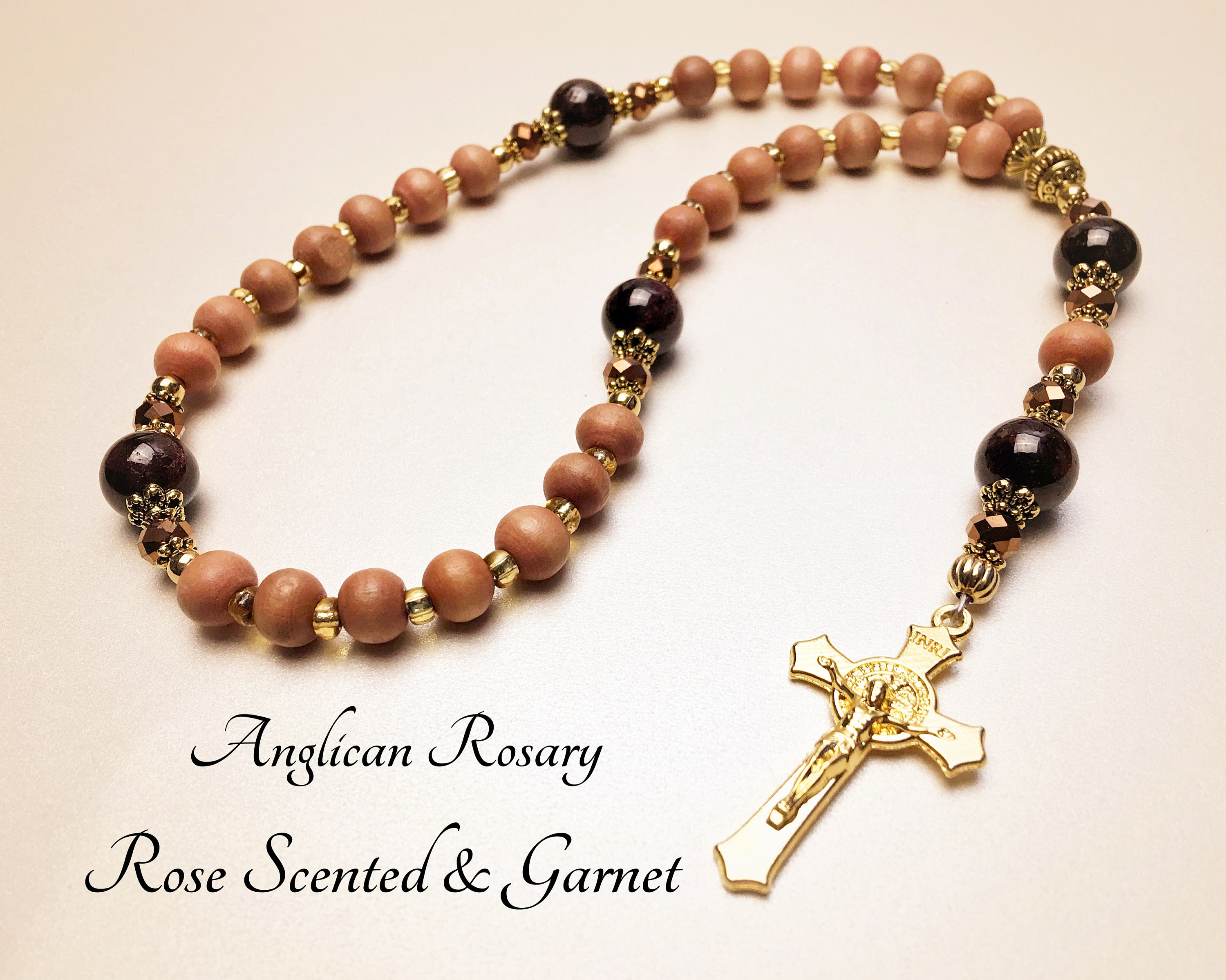 Anglican Rosary. Christian Rosary. Rose Wood Beads. St