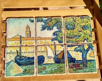 Place des Lices Saint-Tropez Paul Signac hand-painted oil