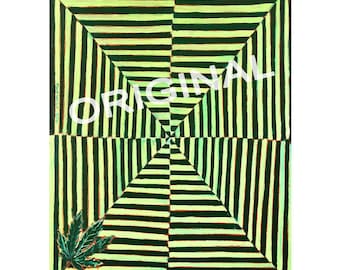 Trippy Art Cannabis Painting Marijuana Large Bud Art