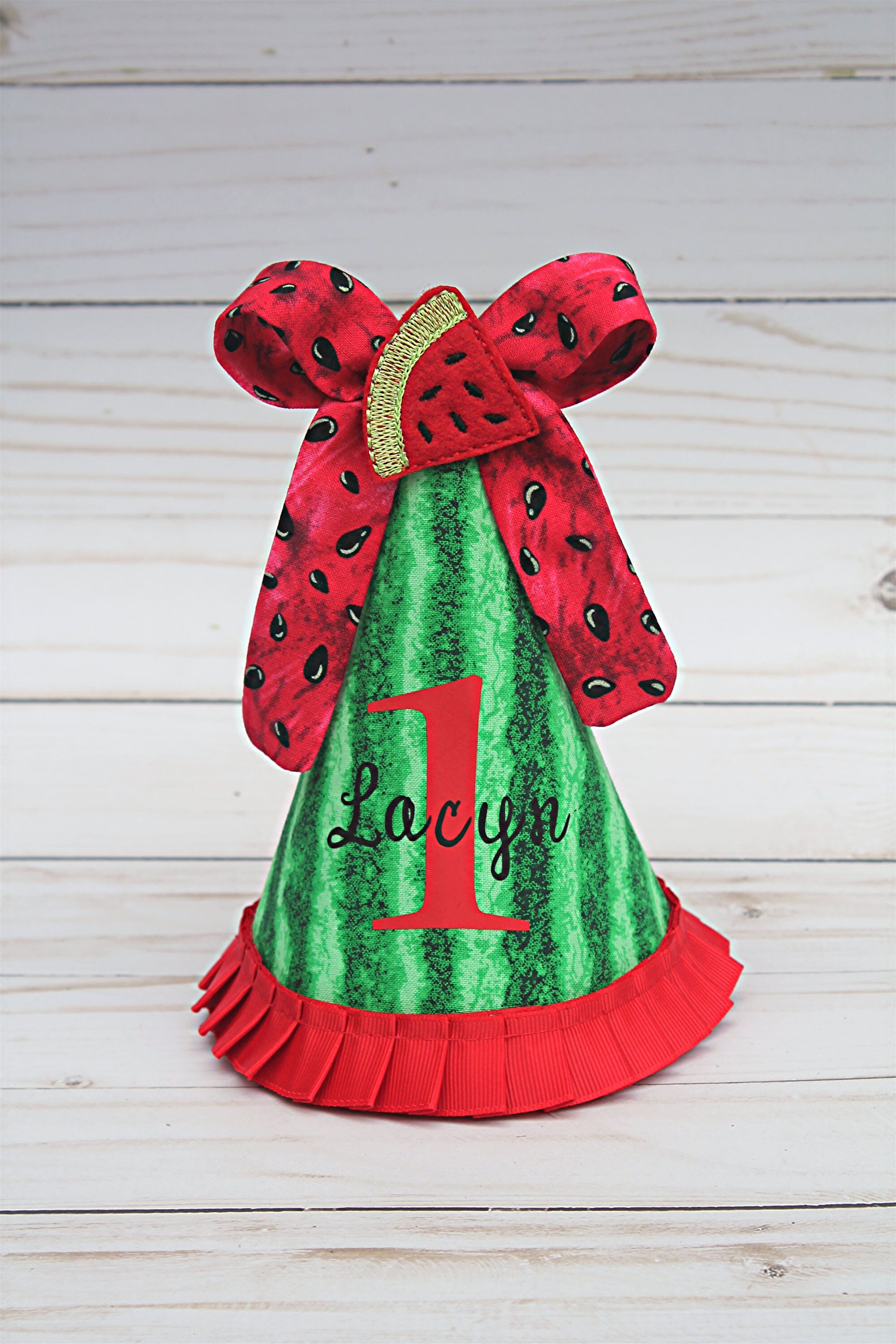 Red watermelon party hat Personalized watermelon hat