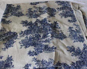Blue toile fabric | Etsy