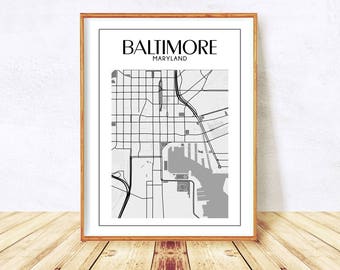 Baltimore Map Art Baltimore Art Print Baltimore Neighborhood
