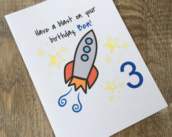 Rocket birthday card | Etsy