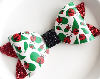 Hot Pink LADYBUG Hair Bow Ladybug Hair Clip Baby Bug Bow