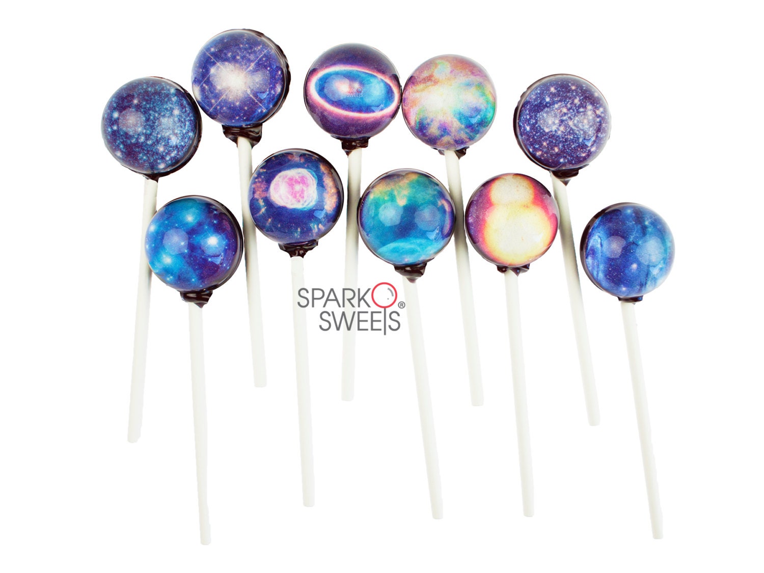 Sparko Sweets Galaxy Lollipops Star Designs 10 Pieces with
