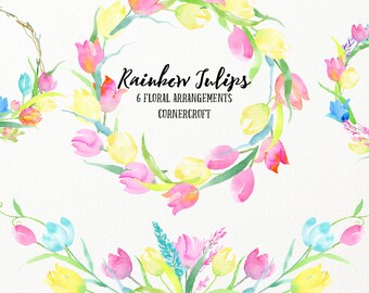 Spring Flower Clip Art Watercolor Spring Garden Bundle
